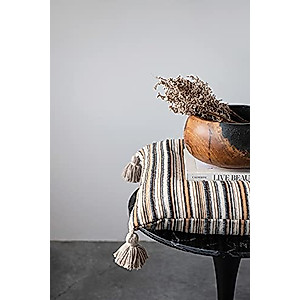 Creative Co-Op 24" Square Woven Cotton Pillow with Stripes & Tassels