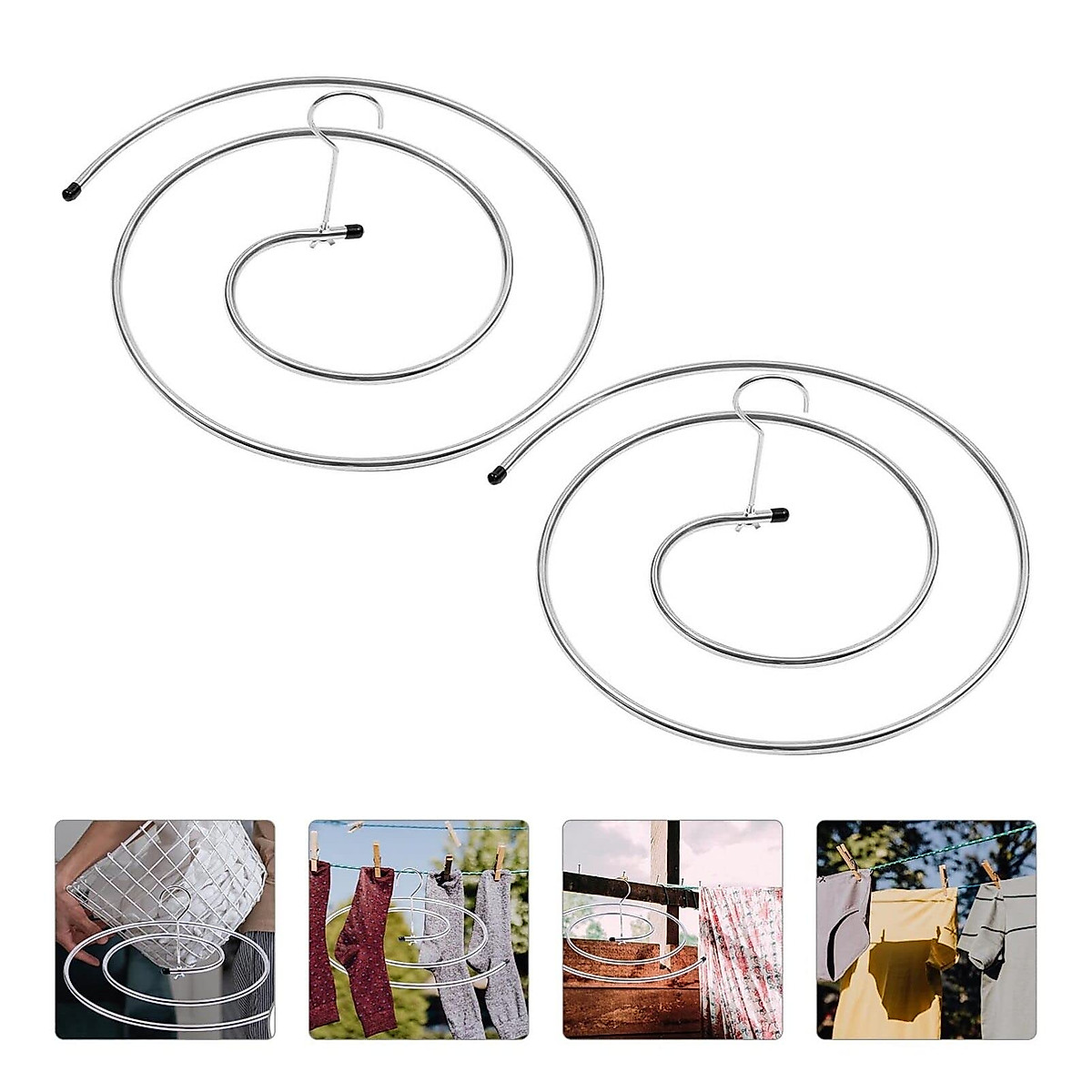 Cabilock Spiral Shaped Hanger Quilt Rack:2 Pcs Clothes Drying Rack Indoor Sheets Round Rotary Metal Hanging Space-Saving Storage Rack for Indoor & Outside