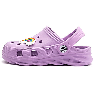 WOUEOI Kid's Girls Boys Clogs Garden Shoes Cartoon Slides Sandals Beach Slipper Children(D-Light Purple,3 Infant)