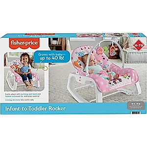 Fisher-Price Infant-to-Toddler Rocker – Pink Critters, Baby Rocking Chair with Toys for Soothing or Playtime from Infant to Toddler