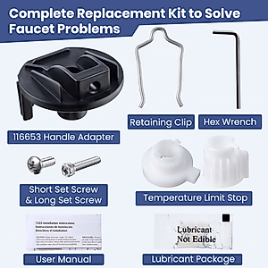 Enhon Shower Handle Adapter Kit Replacement for 116653, Compatible with Moen Posi-Temp Single Handle Tub/Shower Faucet Valve Cartridge, Shower Handle Replacement Part Adapter Kit, Plastic