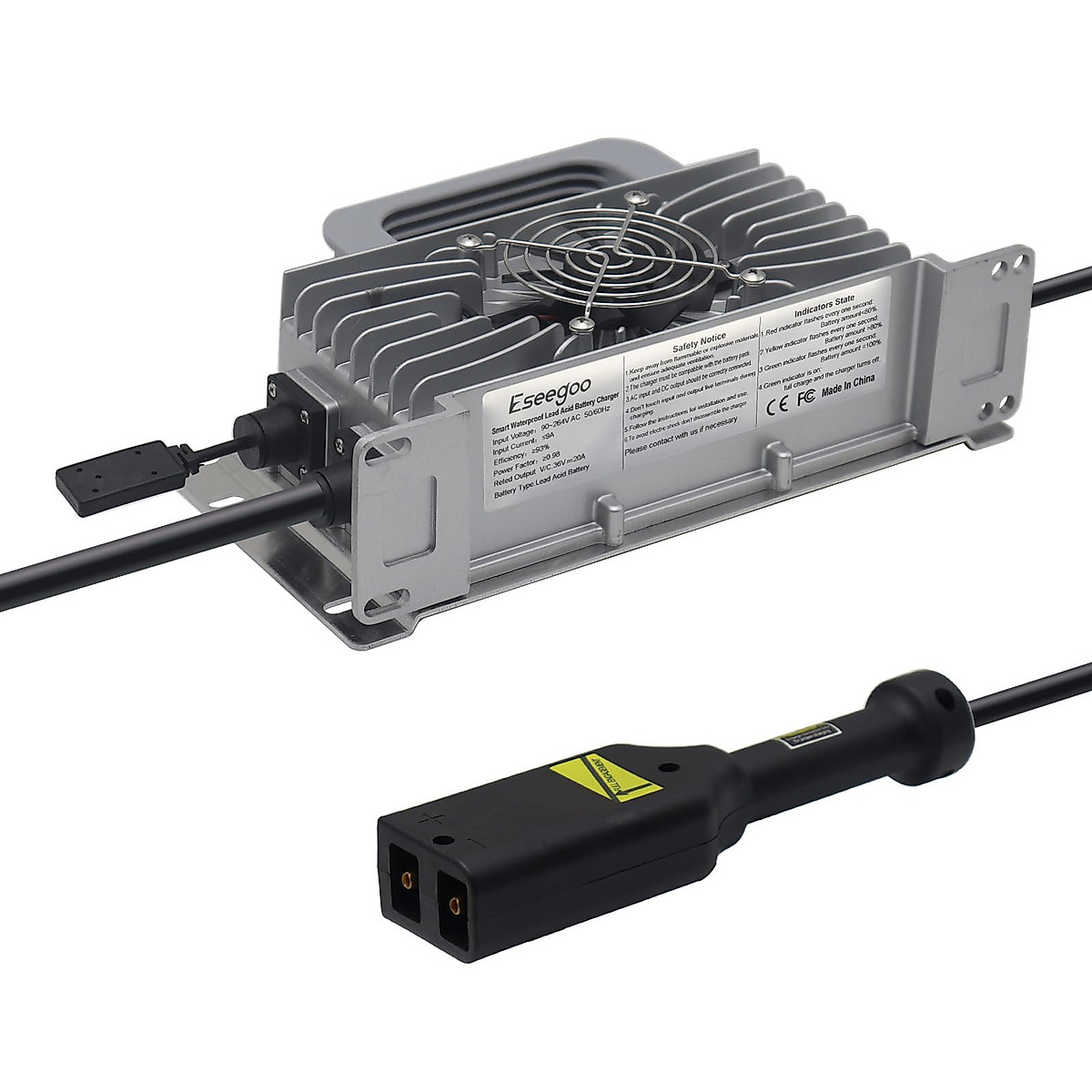 Eseegoo 20 AMP Battery Charger Replacement for 36 Volt EZGO EZ-GO TXT Golf Cart, Waterproof IP68 with D-Plug/Powerwise Style Plug