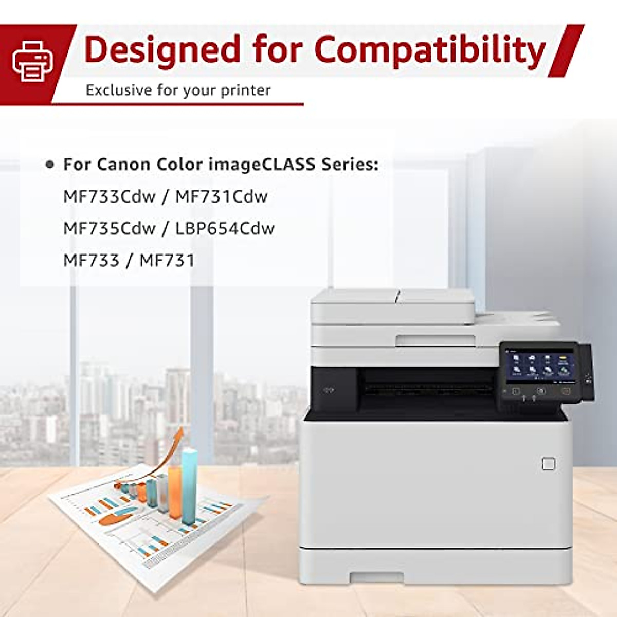 046 046H MF733Cdw Toner Cartridge Replacement for Canon 046 046H CRG-046H for Color Imageclass MF733Cdw MF731Cdw MF735Cdw LBP654Cdw MF731 Printer Ink (Black Cyan Magenta Yellow, 4-Pack)