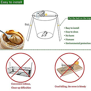 StarRoad PVC high-Speed Rolling Mouse Trap Bucket Mousetrap Continuous Capture Log Catch Mice Rat Traps Include No Need Drilling Required Fit 5 Gallon Buckets (White)