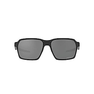 Oakley Men's OO4143 Parlay Rectangular Sunglasses, Matte Black/Prizm Black Polarized, 58 mm