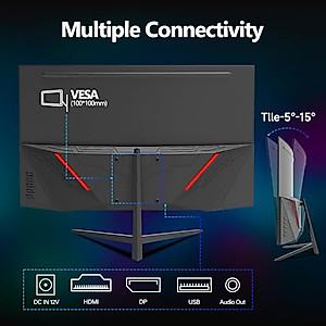 Gawfolk 32" Curved Computer Monitor, 144Hz 165Hz Gaming Display, Full HD 1080p Home Office Business PC Monitor, Ultra-Thin Zero Frame