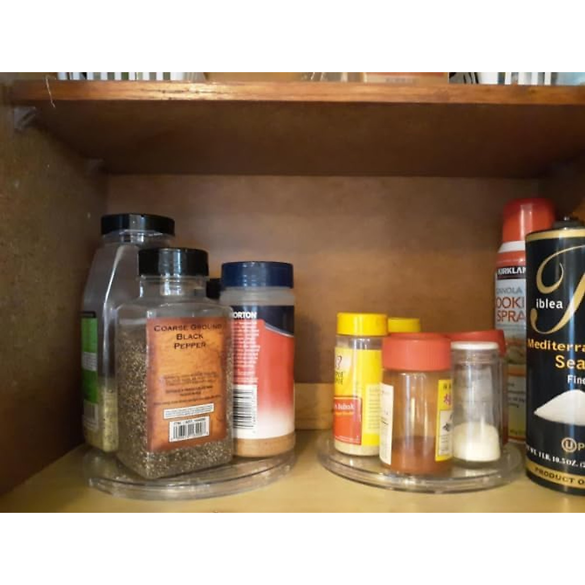 MY MIRONEY 8 Inch Lazy Susan Turntable Organizer Clear Plastic Acrylic Organizers Heavy Duty Rotating Swivel Stand with Steel Ball Bearings Pack of 2