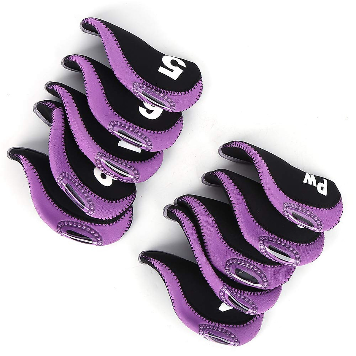 10PCS Iron Club Putter Head Covers Headcover Set Neoprene Black Number Convenient Universal Headcover Accessory