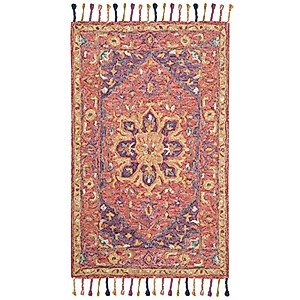SAFAVIEH Aspen Collection Accent Rug - 4' x 6', Pink & Violet, Handmade Boho Braided Tassel Wool, Ideal for High Traffic Areas in Entryway, Living Room, Bedroom (APN226A)