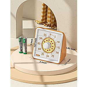 LIORQUE 60 Minute Visual Timer for Kids, Visual Countdown Timer for Classroom Office Kitchen with 'Pizza' Pattern Design, Pomodoro Timer with Silent Operation (Batteries Included) - Orange …