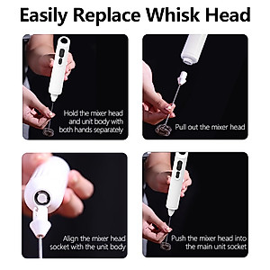 Rechargeable Milk Frother Handheld 3 Speed Coffee Foamer [3 Whisk] Electric Drink Mixer for Latte, Cappuccino, Coffee, Eggs, Hot Chocolate, Protein Black