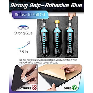 LEIYER Upgrade 12 pack Sound Proof Foam Panels With Self-Adhesive, 1" X 12" X 12" Acoustic Panels Quick-Recovery, Acoustic Foam Wedges High Density (12pcs, Black)