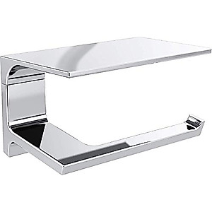 Delta Faucet 79956 Pivotal Wall Mounted Single Post Toilet Paper Holder with Shelf in Polished Chrome, Bath Accessories