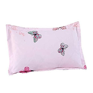 MAG 4PCS Full Size Butterfly Bedding Sheet Set, Home Microfiber Bed Sheet, with1 Top Flat & 1 Fitted Sheet with 2 Pillowcases, 14 Inches Deep, Full