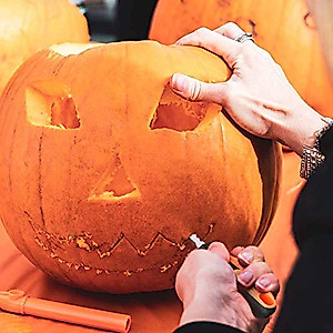 GoStock Pumpkin Carving Kit, Upgrade Soft Grip Rubber Handle 9 Pieces Pumpkin Carving Tools Set Heavy Duty Stainless Steel Masters Carving Kit with Zipper Bag for Halloween Jack-O-Lanterns