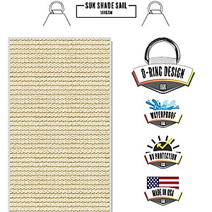 E&K Sunrise Sand 10' x 12' Sun Shade Sail Rectangle UV Block Canopy for Patio Backyard Lawn Garden Outdoor Facility and Activities