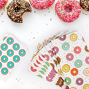 Fowecelt 24 Pack Donut Party Favor Bags, Sweet Doughnut Goodie Candy Treat Bag for kids Birthday Party Baby Shower Decoration Supplies