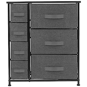 Sorbus Dresser with Drawers - Furniture Storage Tower Unit for Bedroom, Hallway, Closet, Office Organization - Steel Frame, Wood Top, Easy Pull Fabric Bins (Black/Charcoal)