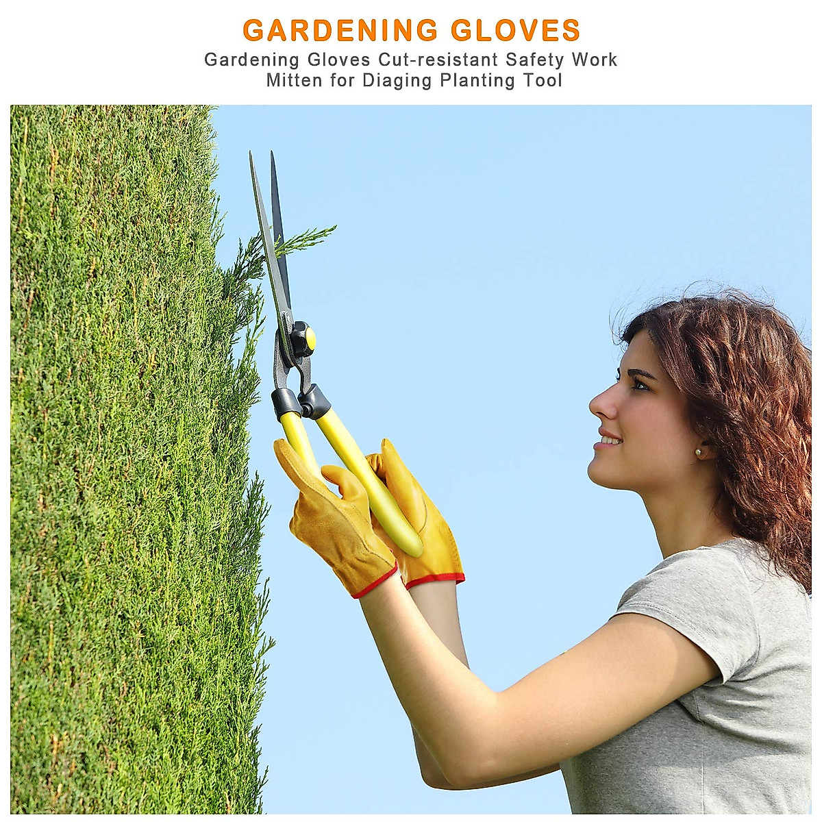 Patelai Garden Gloves Leather Gardening Gloves Thorn and Cutting Proof Work Garden Gloves (Large)