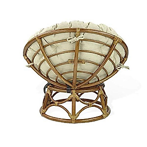 Kids Papasan Wicker Rattan Chair Natural Handmade with Cream Cushion, Colonial Color