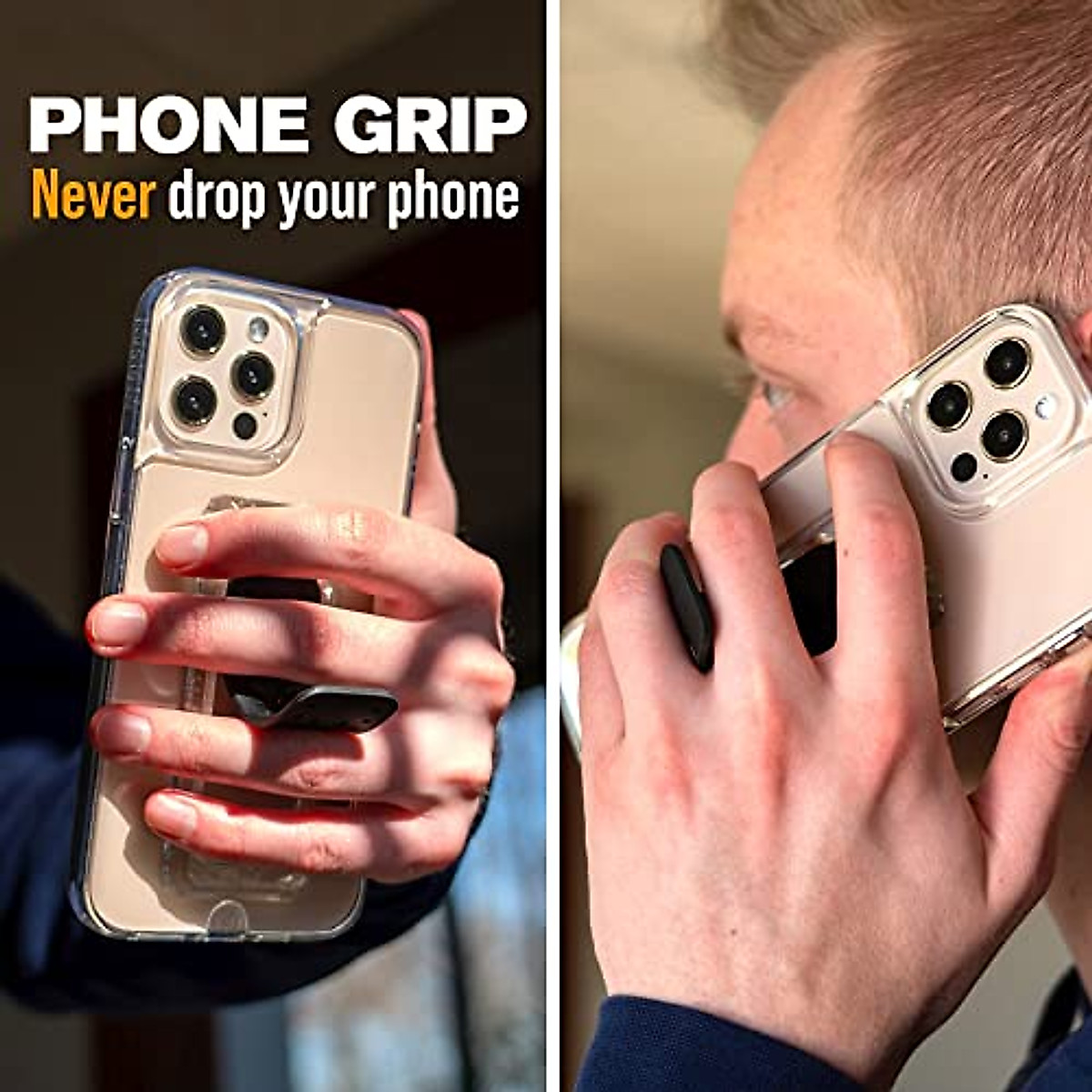 Scooch Wingback | Pop Up Phone Grip, Stand, and Car Mount for Smartphones [Two-Way Stand] Compatible with Any Smartphone and Most Cases, Works with Magnetic Car Mounts (Clear)