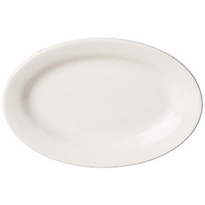 CAC China REC-13 Rolled Edge 11-1/2 by 8-1/4-Inch Stoneware Oval Platter, American White, Box of 12