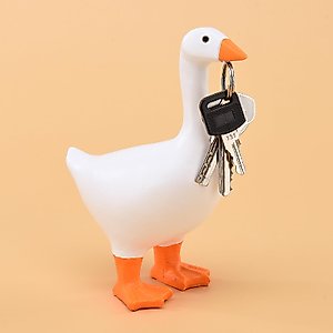 Goose Magnetic Key Holder, Resin Goose Duck Figurine Statue Magnetic Tool Holder, Cute Animal Figurines Key Holder, Hanging Storage Rack Ornament, Animal Figurines Key Storage Rack for(Orange)