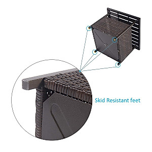 Outdoor Patio Rattan Wicker Steel Side Deck Table