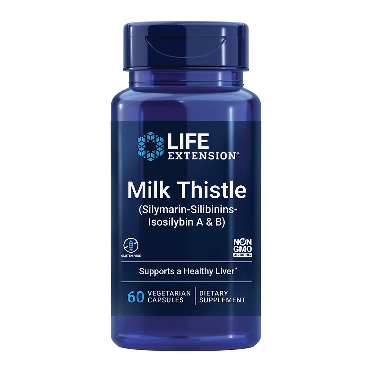 Life Extension Milk Thistle, silymarin, silibinins, isosilybin A & B, delivers full-spectrum milk thistle benefits for liver health, non-GMO, gluten-free, vegetarian, 60 capsules
