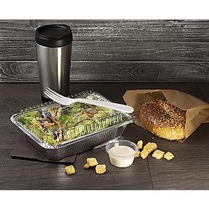 NYHI 30-Pack Heavy Duty Disposable Aluminum Oblong Foil Pans with Plastic Covers Recyclable Tin Food Storage Tray Extra-Sturdy Containers for Cooking, Baking, Meal Prep, Takeout - 8.4" x 5.9" - 2.25lb