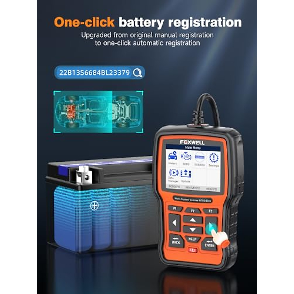 FOXWELL NT510 Elite fit for Ford Lincoln Mercury Diagnostic Tool, Bidirectional OBD2 Scanner, Full Systems Battery Registration All Reset BMS ABS SRS Airbag EPB TPMS DPF Regen, Car Code Reader