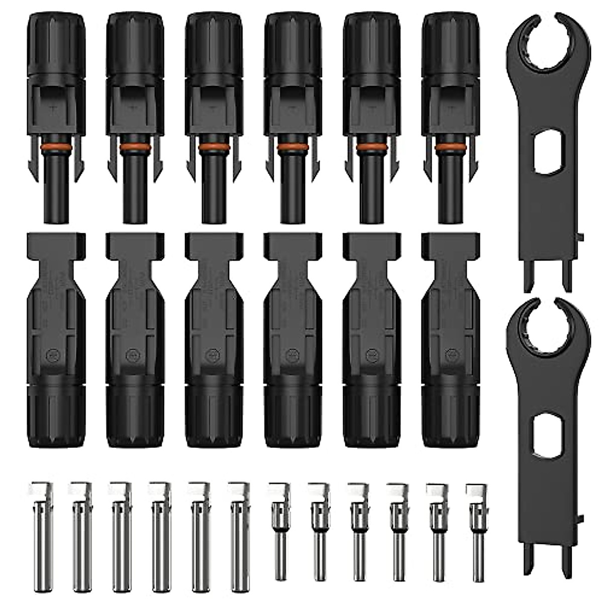 Bateria Power 12PCS Solar Cable Connectors, Male＆Female IP67 Waterproof Solar Panel Connectors with Spanners