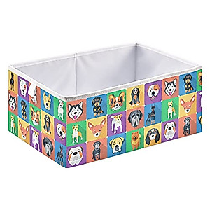 Cute Colorful Dogs Cube Storage Bin Foldable Storage Cubes Waterproof Toy Basket for Cube Organizer Bins for Nursery Toys Kids Books Closet Shelf Office - 15.75x10.63x6.96 in