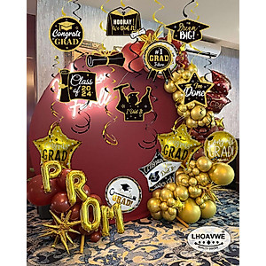 Congrats Grad Decorations Gold 2024 Graduation Hanging Swirls Class of 2024 Grad Banner Graduation Party Decorations Supplies