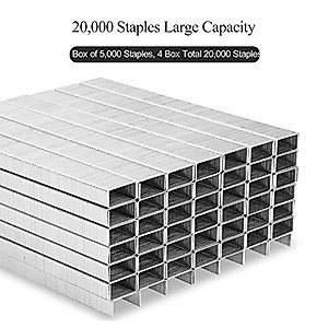 KangBaz 20,000 Staples, Standard Staples for Stapler, 1/4 inch Staples, 5,000/Box, 4 Boxes, 20,000 Staples Total, 20 Sheet Capacity(26/6), Jam Free, Office Staples Standard Size