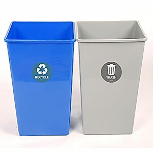 Sicol Plus Trash Recycle Stickers Recycle Bin Decals and Trash can Stickers 4 x 4 Inches Round (Aquamarine/Gray) UV Protected Indoor and Outdoor Self Adhesive Vinyl Stickers (4x4 Inch 04 Pcs Round)