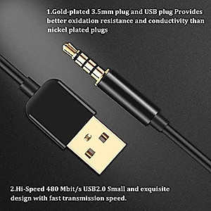 AGPTEK 3.5mm Jack Charge Cable, Male to USB 2.0 Data Sync & Charger Cable for MP3 / MP4 Players, Recorders, and Other Portable Devices, Gold-Plated, 0.8m / 2.6 feet, Black