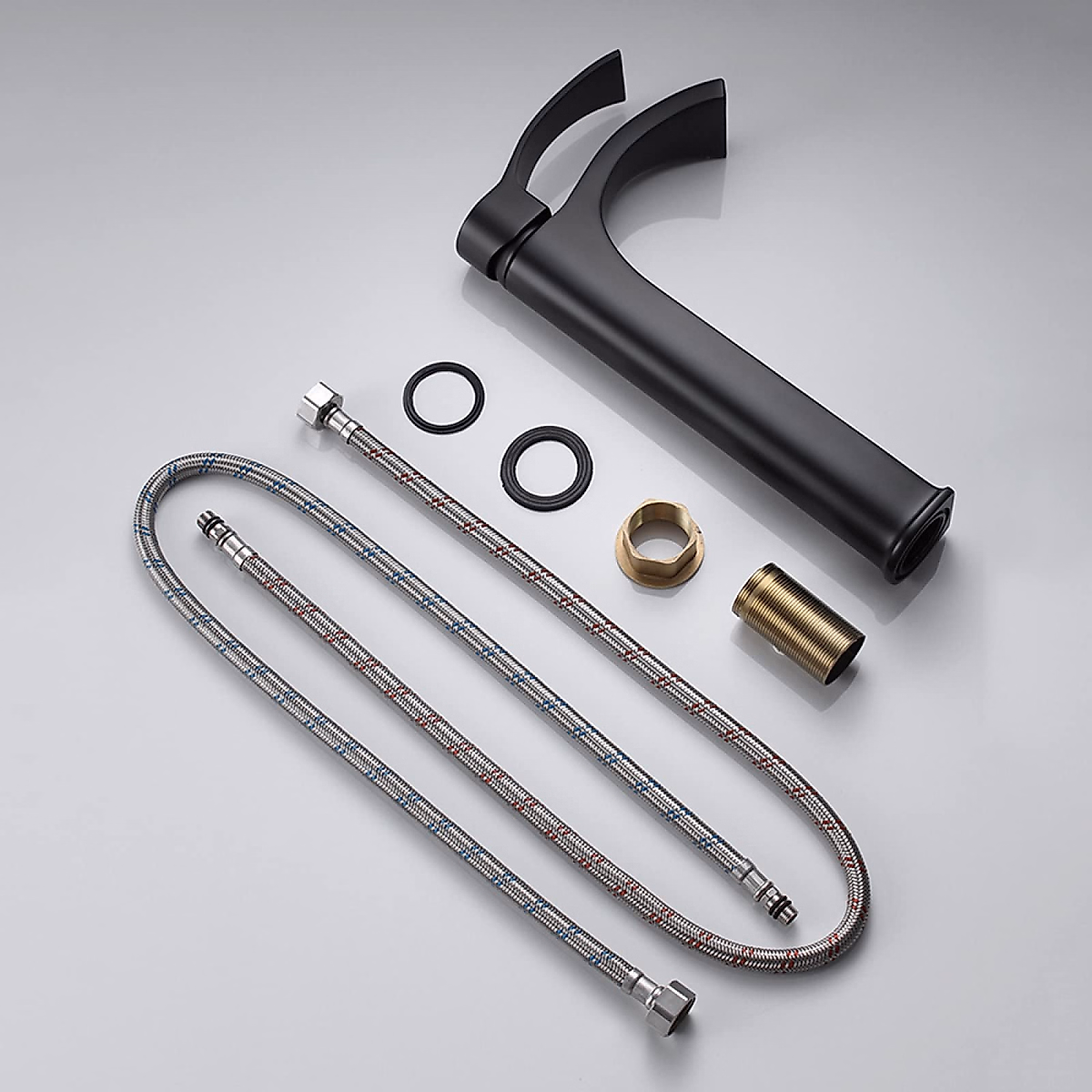 Bathroom Faucet Waterfall Black,Brass Bathroom Vanity Faucet, Hot and Cold Water Faucet, Waterfall Bathroom Faucet Single Hole, Faucet, Tall (Color : Short)