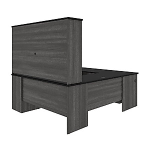 Atlin Designs Transitional Wood U Shaped Computer Desk in Black/Bark Gray