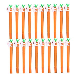 STOBOK Gel Pen Rabbit Carrot Shape 20pcs 0.5mm Black Ink Pens for Students Office