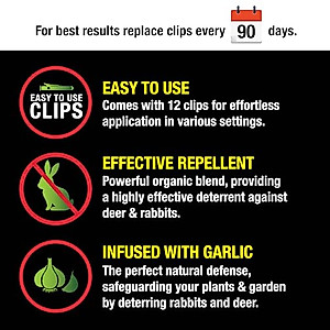 The Giant Destroyer 700 Garlic Deer & Rabbit Repellent, 12 Clips, Green