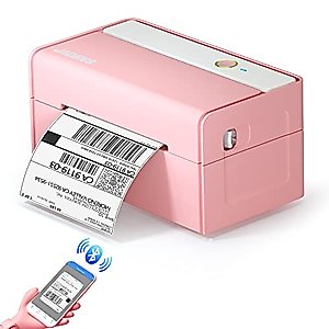 JADENS Bluetooth Thermal Label Printer -Wireless Shipping Label Printer for Ebay, USPS, Etsy & Amazon, Compatible with iPhone, Android & Windows (Mac Not Support Bluetooth), 4x6 Label Maker, Pink