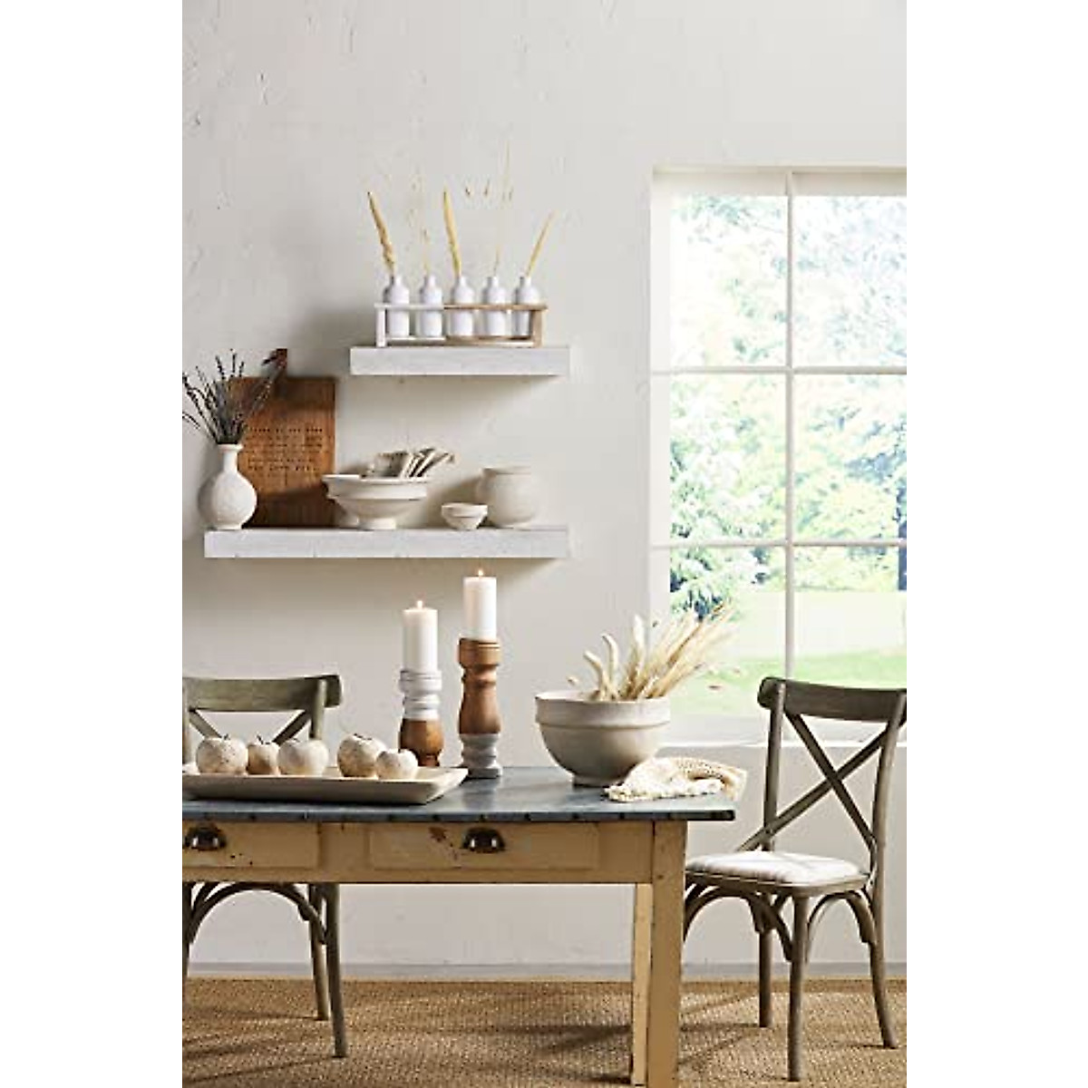 Mud Pie Paper Mache Pedestal Bowl, Pedestal, 6" x 12" dia White