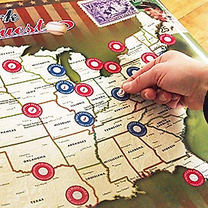 Map Your Travels Ballpark Travel Quest Poster Set | Laminated and Includes Stickers | 19"x26" | Made in the USA