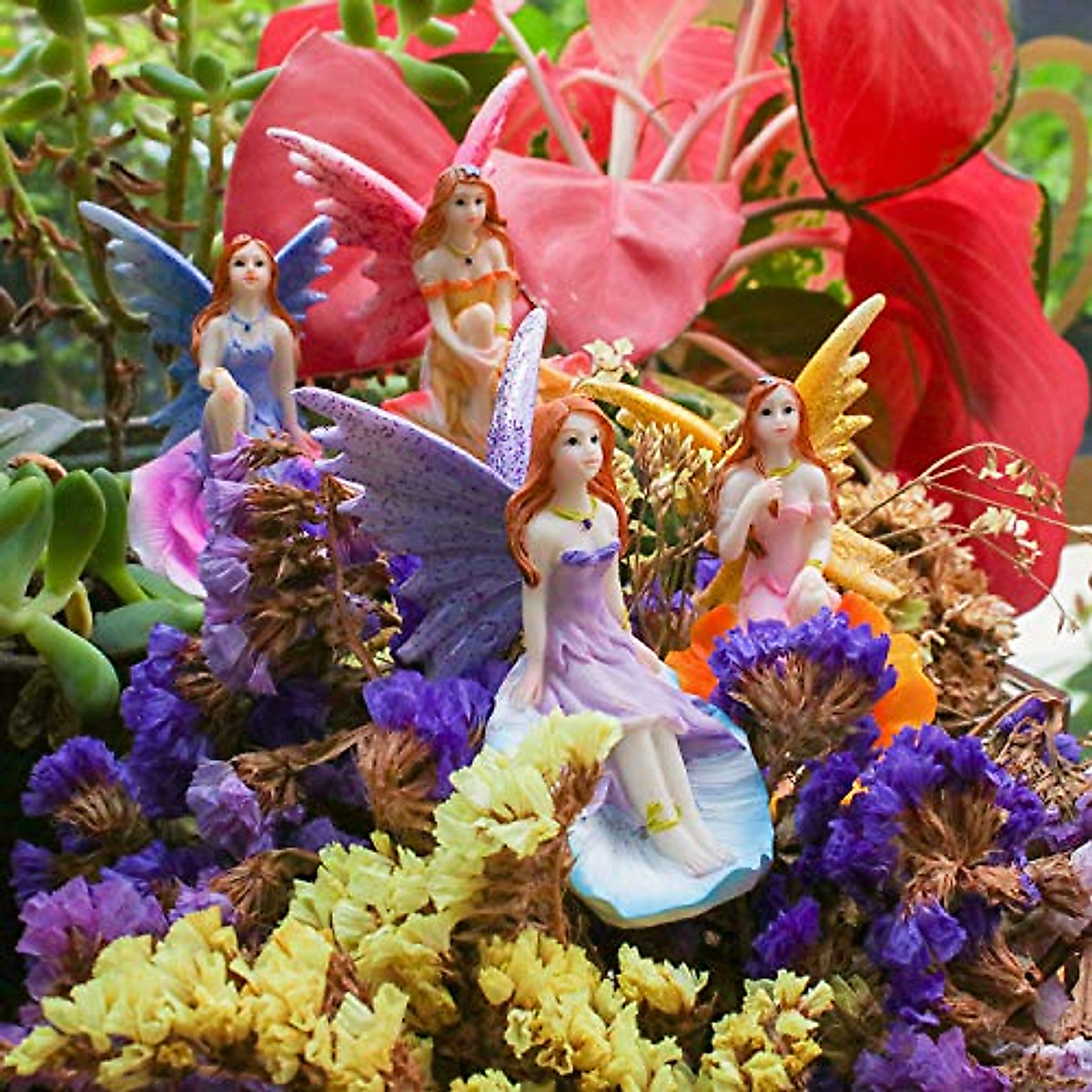 Simple Creativity Fairy Figures for Fairy Garden, Miniature Flower Fairies Indoor and Outdoor Decor Accessories, Mini Fairy Figurines for Kids