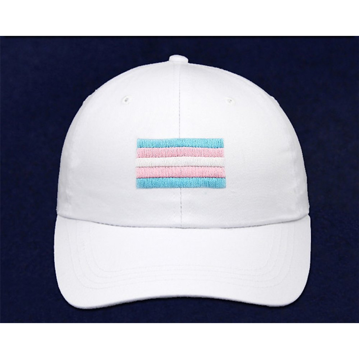 Fundraising For A Cause | Transgender Awareness Hat in White w/Rectangle Pride Flag (1 Hat - RETAIL)