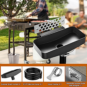 BSTTEK Rear Grease Drainage Funnel for Blackstone Griddle 36 inch with Magnetic Grease Gate, Creative Blackstone Accessories Cup Liners Saving Compatible with Hood, Wind Guard