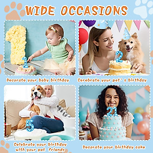 Threlaco Number 2 Blue Dog Paw Birthday Candles Birthday Cake Topper Blue Dog Paw Print Themed Numeral Birthday Candles for Boy Girl Dog Paw Birthday Decoration Blue Dog Party Supplies