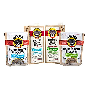 Brutus Bone Broth for Dogs 64 oz | All Natural | Made in USA | Glucosamine & Chondroitin for Healthy Joints | Human Grade Ingredients | Hydrating Dog Food Topper & Gravy (Beef, 2-Pack)