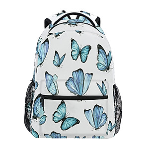 xigua Watercolor Blue Butterfly Backpacks Waterproof Laptop Casual Daypack Tablet Travel Backpack School Bag with Multiple Pockets